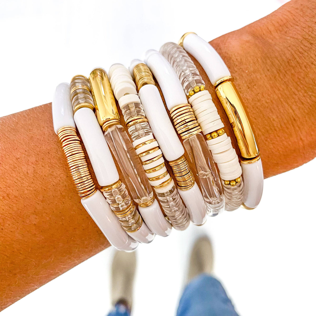 Small White Acrylic Tube Bamboo Bracelet (Copy) – Savvy Bling