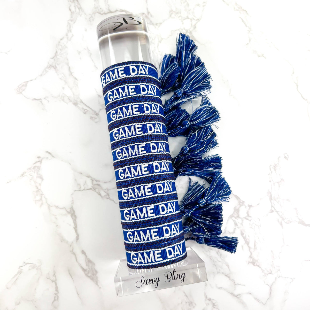 Blue Game Day Embroidered Bracelet – Savvy Bling