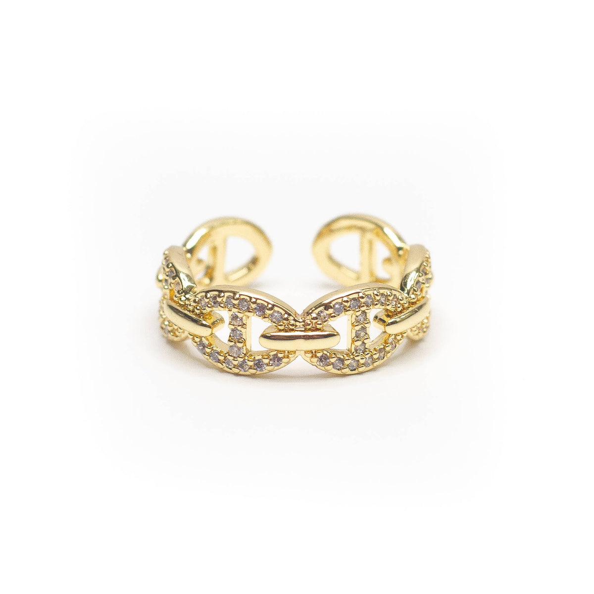 Selena Chain Pave' link Wrap 18K Adjustable Ring – Savvy Bling