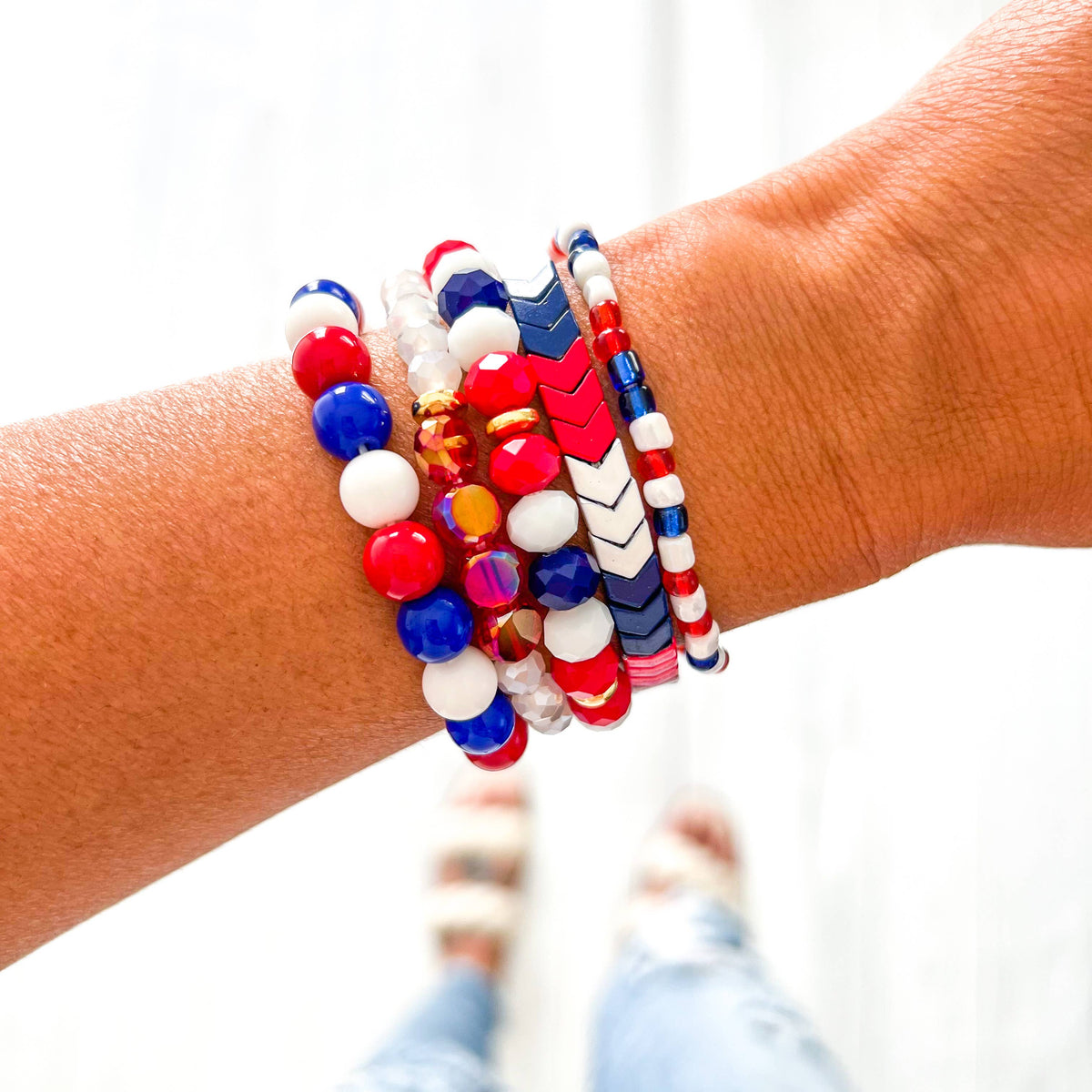 Red White and Blue Chevron 4th Of July Bracelet Stack – Savvy Bling